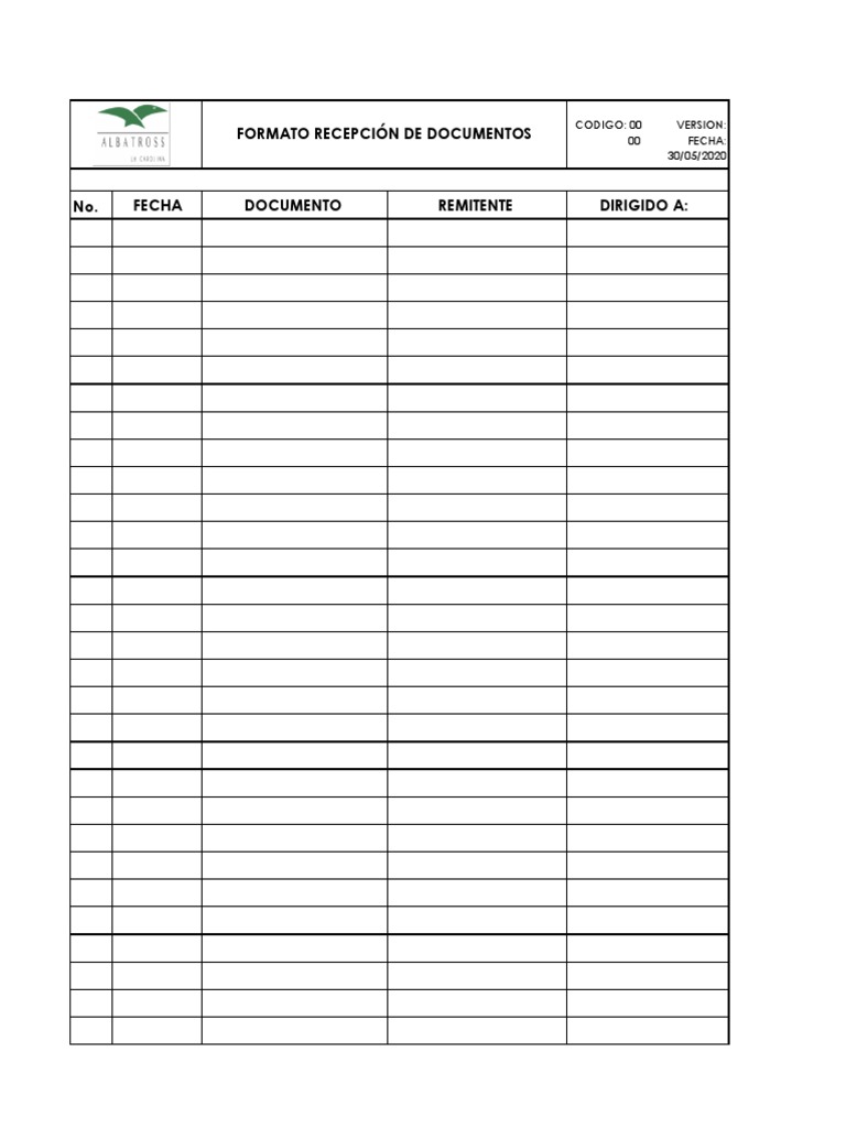 Formato Recepción de Documentos | PDF