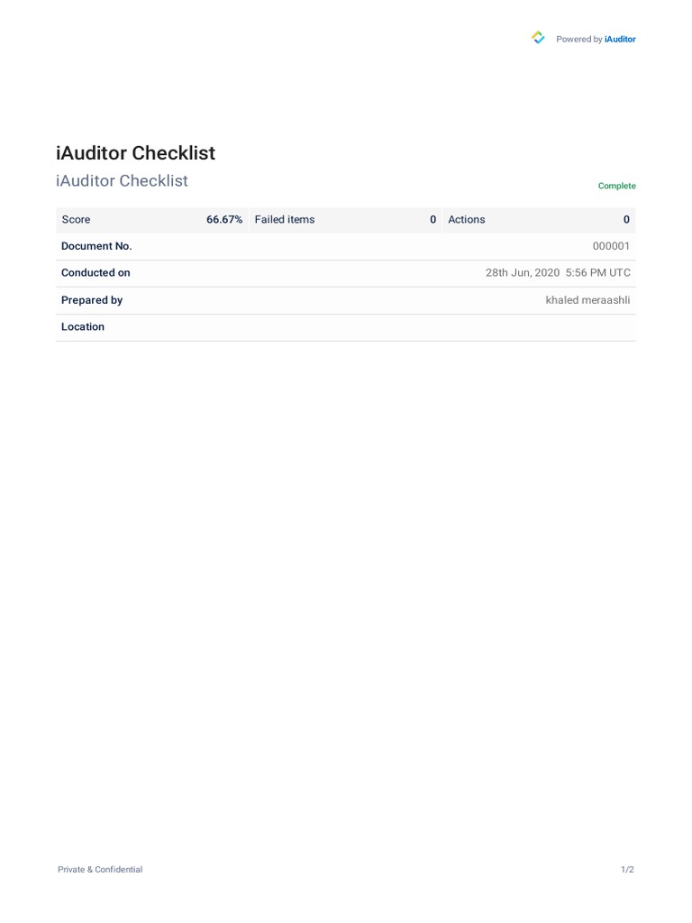 Iauditor Checklist | PDF