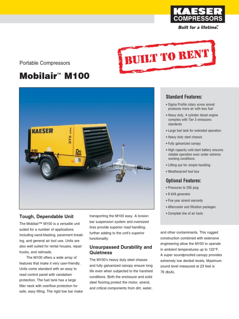 Mobilair M100: Portable Compressors | PDF | Engines | Diesel Engine