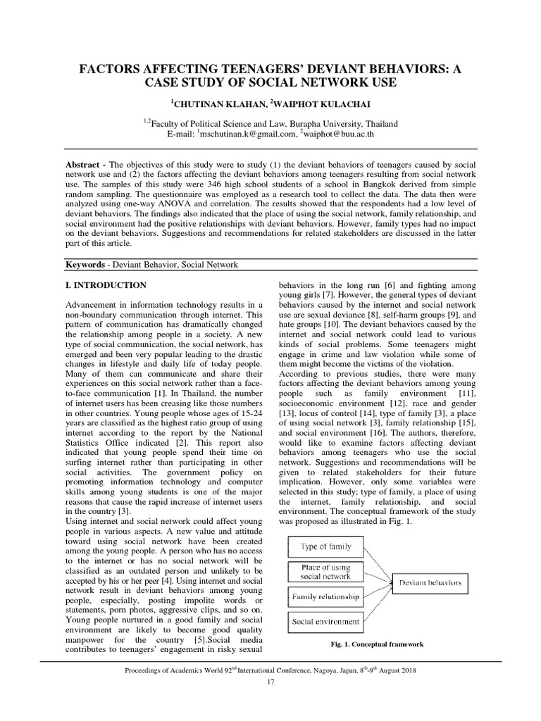 Factors Affecting Teenagers' Deviant Behaviors: A Case Study of Social Network Use | PDF ...