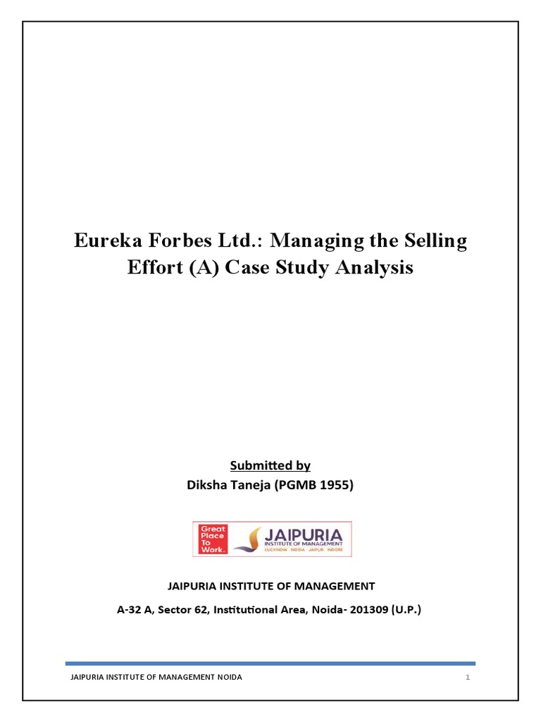 Eureka Forbes Case Analysis | PDF | Sales | Market (Economics)