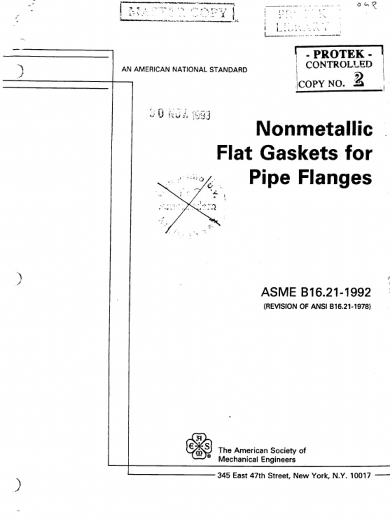 ASME B16.21 - Nonmetallic Flat Gaskets For Pipe Flanges - 19 | PDF