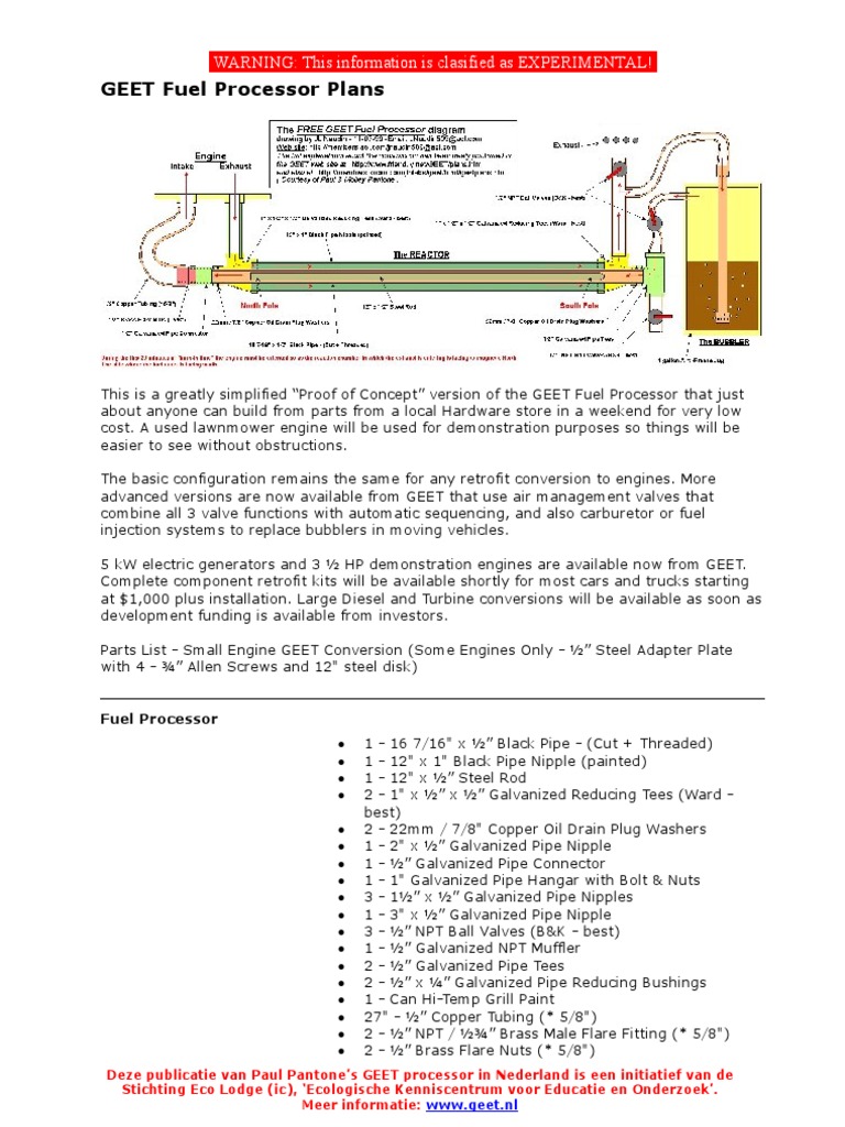 GEET Fuel Processor Plans: WARNING: This Information Is Clasified As ...