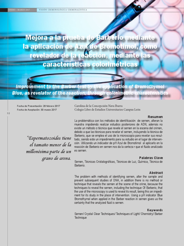 Mejora del Test de Barberio en Semen | PDF | Semen | Ciencia forense