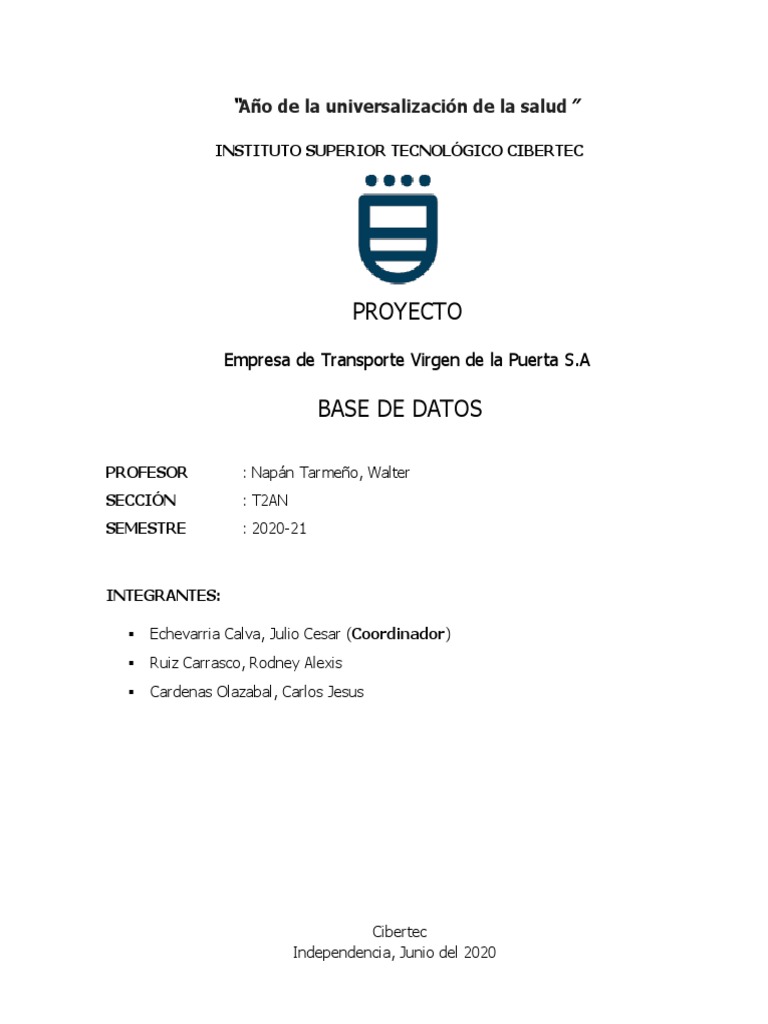 Proyecto Base de Datos | PDF | Archivo de computadora | Transporte