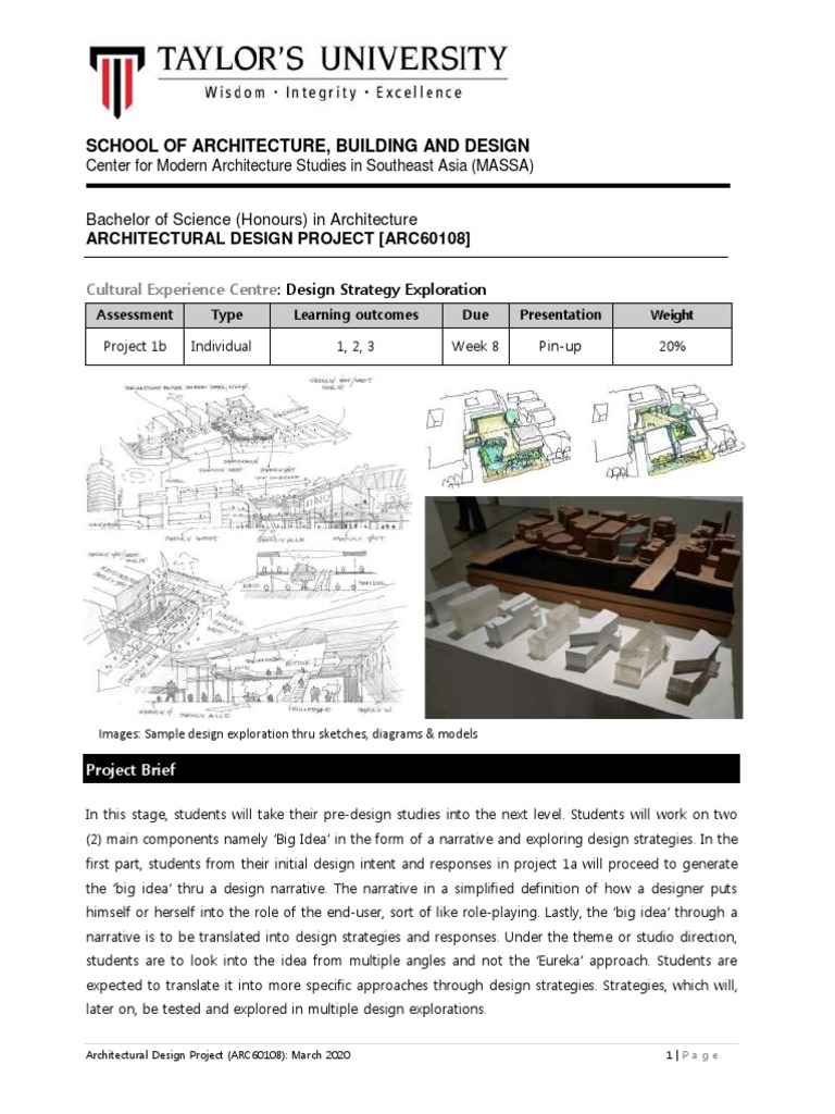 Architectural Design Project Project 1b Brief March 2020 Final | PDF ...