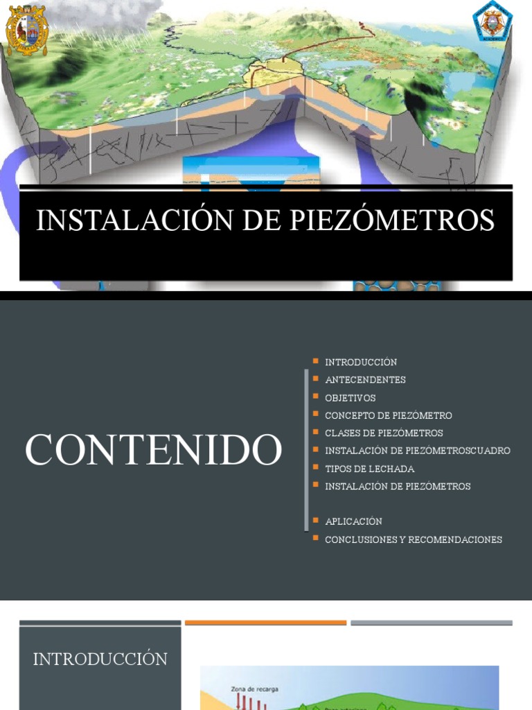 Instalación y Tipos de Piezómetros | PDF | Medida de presión | Cemento