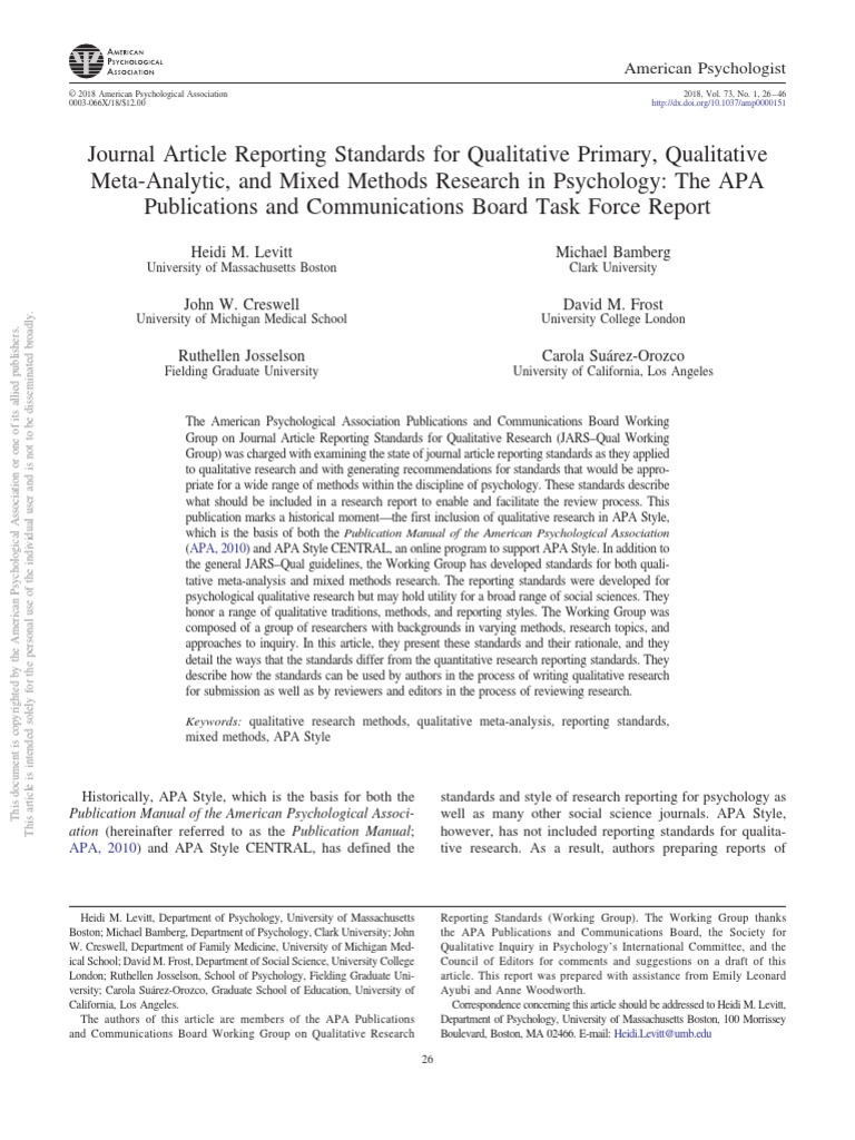6 A Journal Article Reporting Standards For Qualitative Research in ...