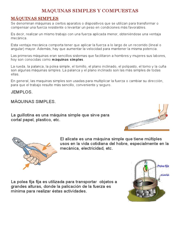 Maquinas Simples y Compuestas | PDF | Eje | Ingeniería mecánica