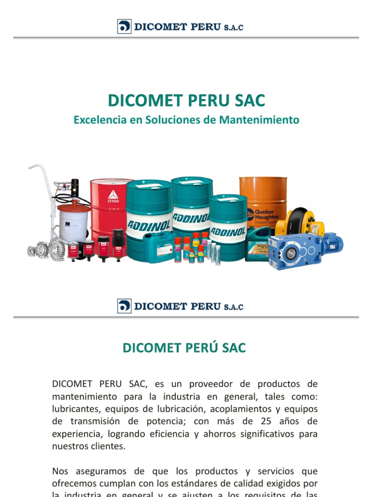 Dicomet Peru-Presentación 2020 v2 | PDF | Engranaje | Lubricante