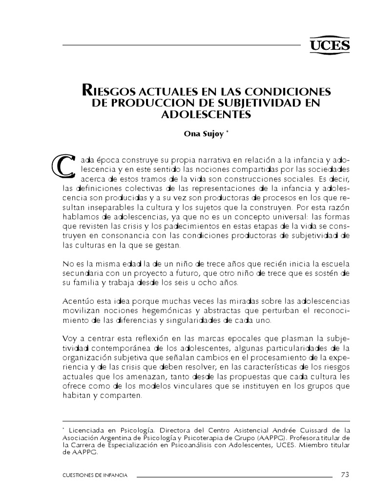 Riesgos Sujoy PDF | PDF | Psique (psicología) | Adolescencia