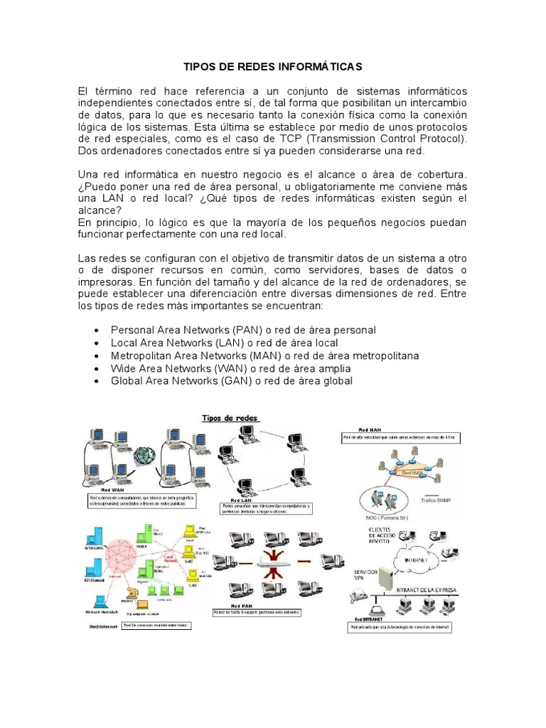 Tipos de Redes Informáticas y Topologias de Redes | PDF | Topología de la red | Red de computadoras