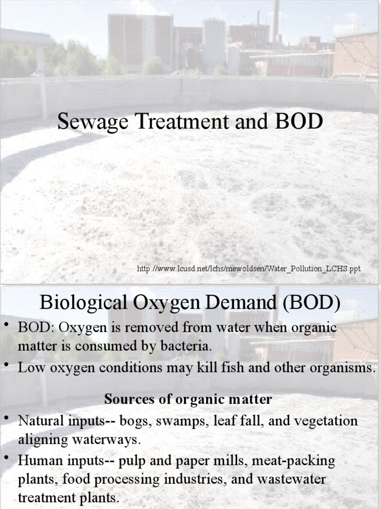 Sewage Treatment and BOD | PDF | Wastewater | Sewage Treatment
