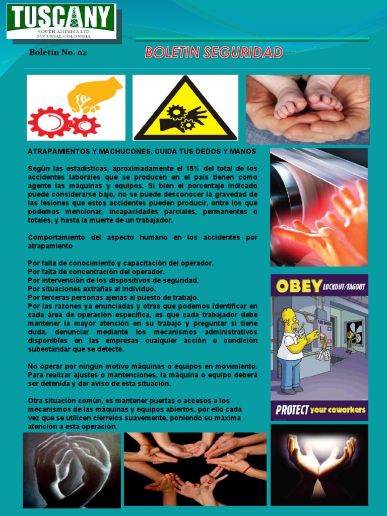 Boletín de Seguridad: Machucones y Atrapamientos | PDF