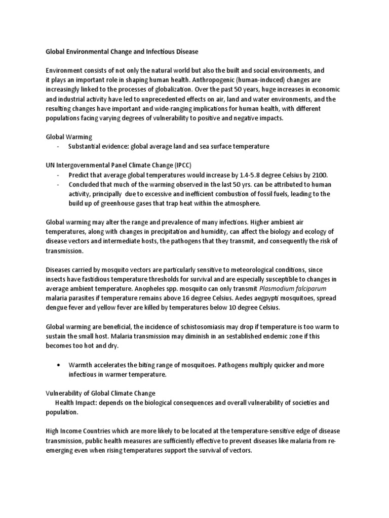Global Environmental Change and Infectious Disease | PDF ...