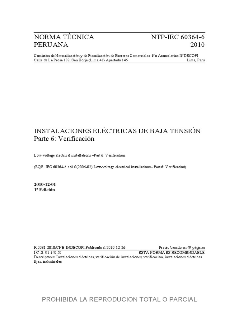 Iec 60364-6 | PDF | Resistencia Eléctrica y Conductancia | Impedancia ...