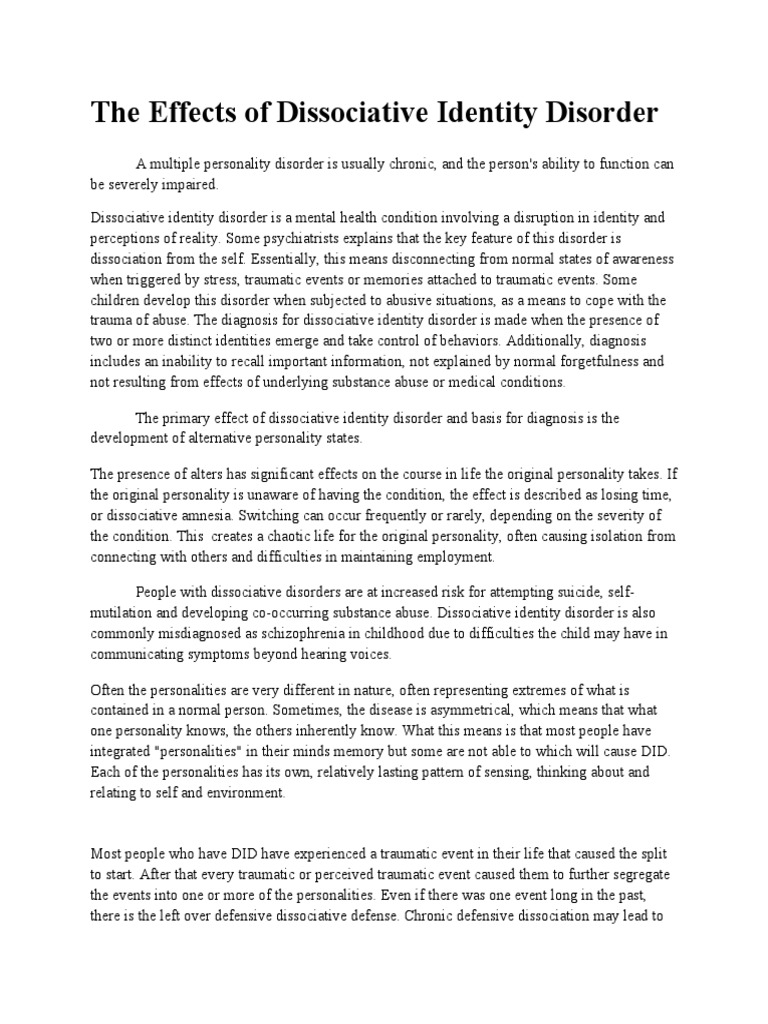 Understanding Dissociative Identity Disorder | PDF | Mental Disorder ...