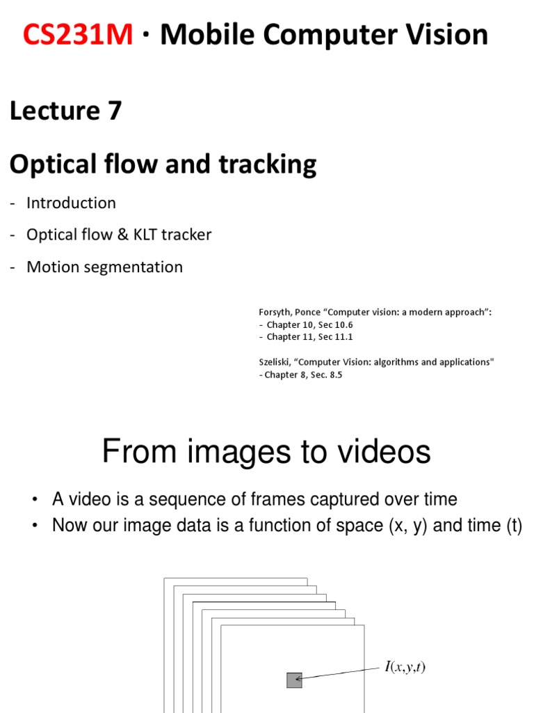 Mobile Computer Vision: Optical Flow and Tracking | PDF | Eigenvalues ...