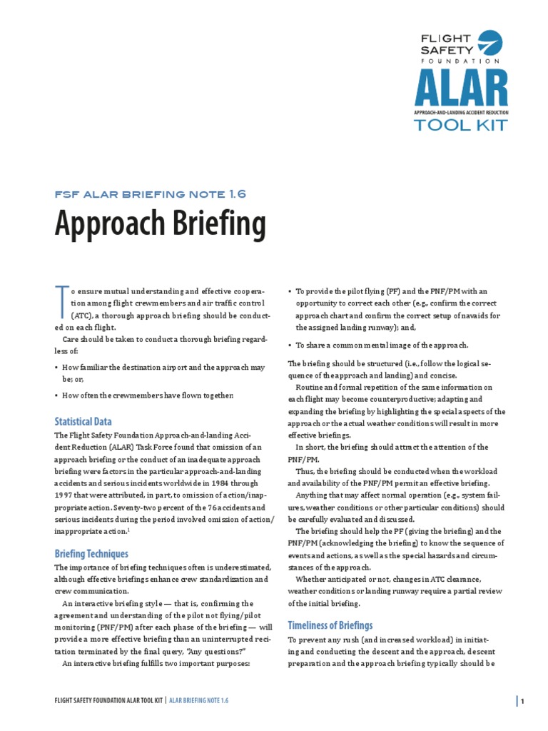Approach Briefing: Tool Kit | PDF | Instrument Flight Rules | Transport ...