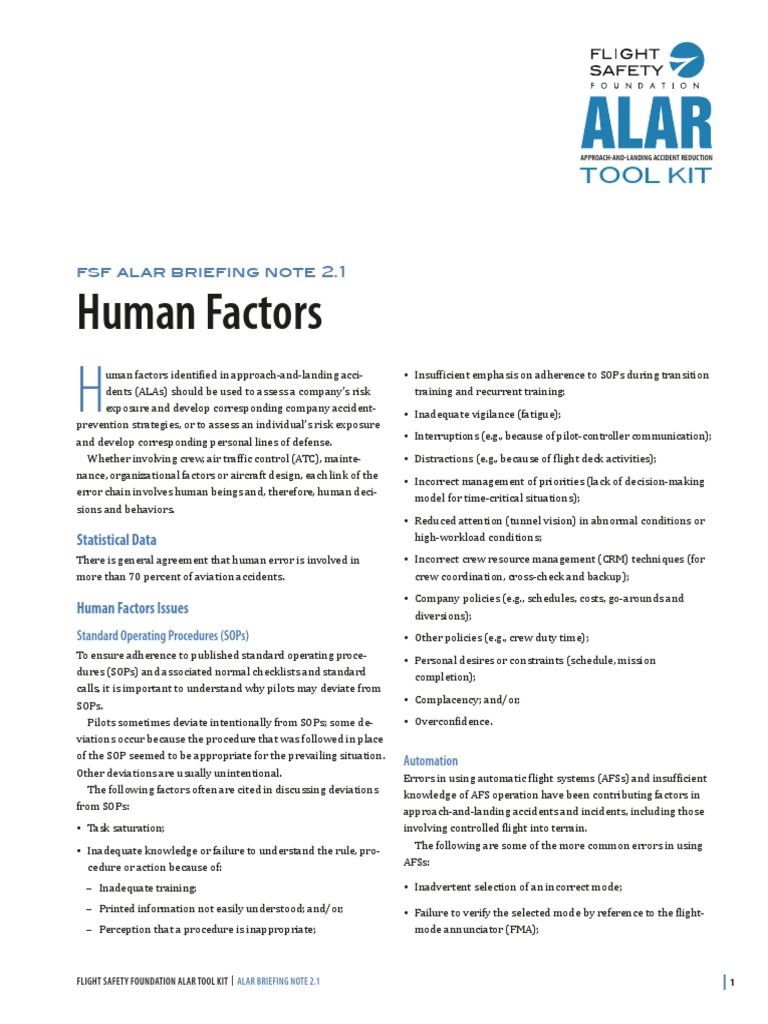 Human Factors: Tool Kit | PDF | Aviation Safety | Air Traffic Control