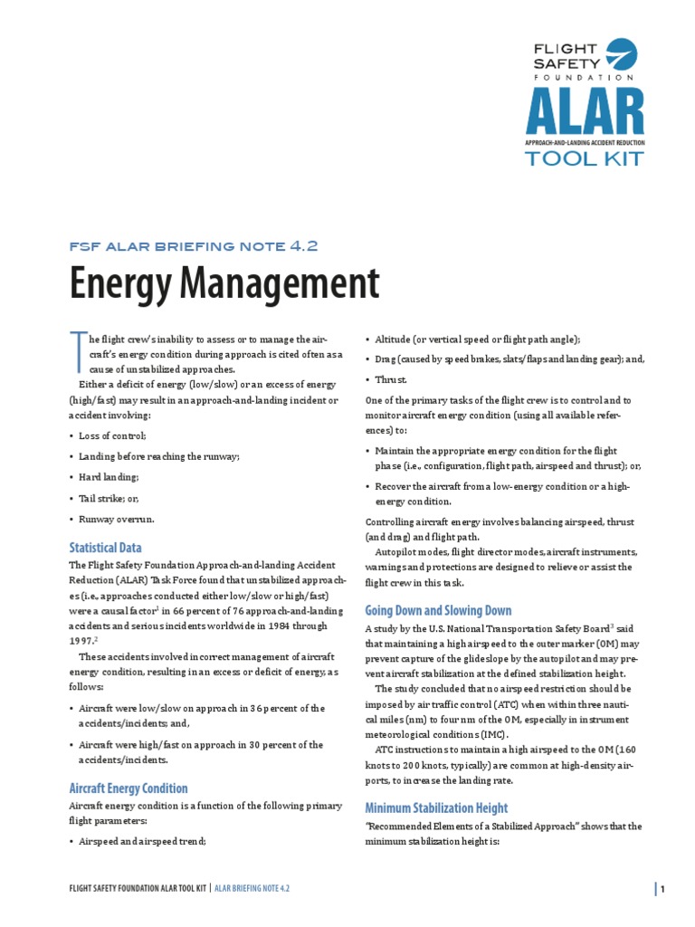 Energy Management: Tool Kit | PDF | Aviation Safety | Aircraft