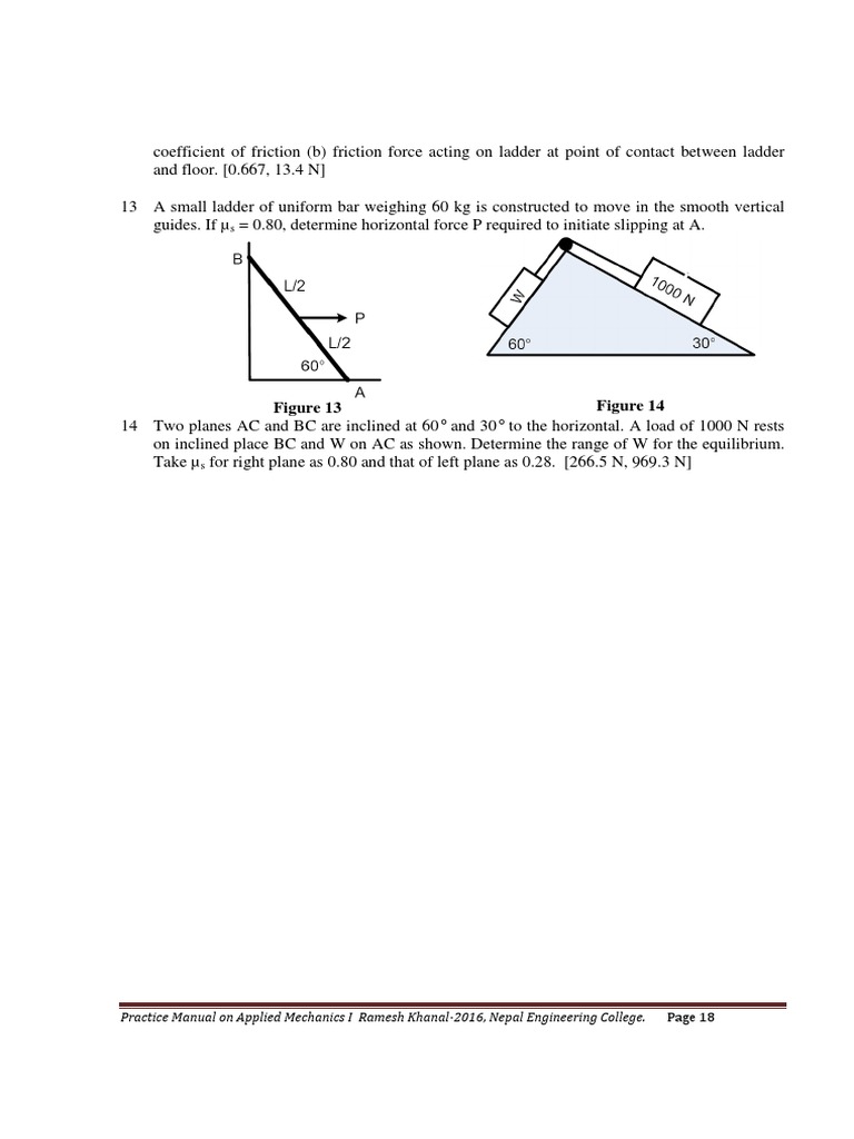 Ladder Friction Problem Solutions | PDF