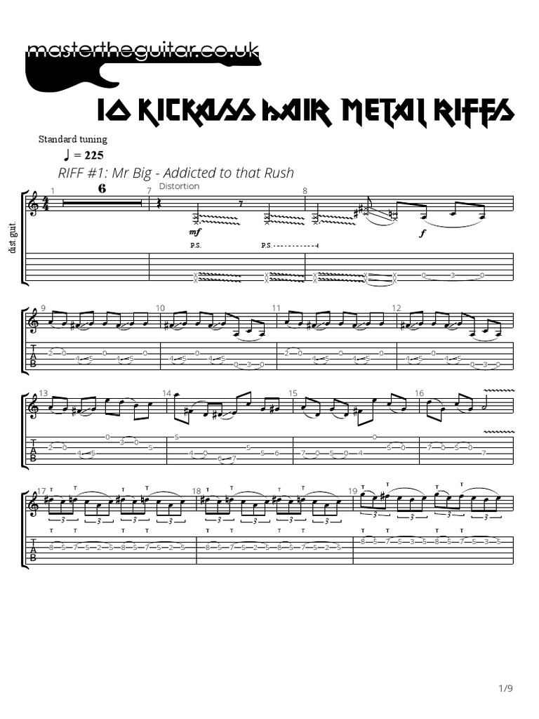 10 Kick Ass Hair Metal Riffs! PDF | PDF | Necked Lutes | Music Technology