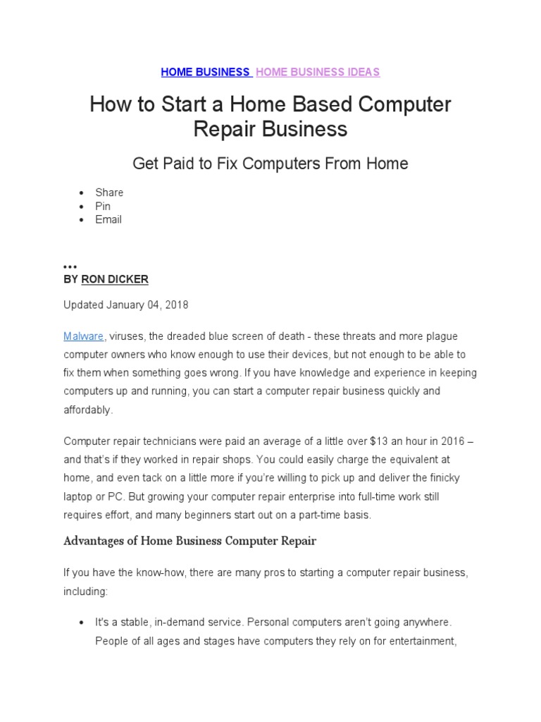 How To Start A Home Based Computer Repair Business | PDF | Marketing ...