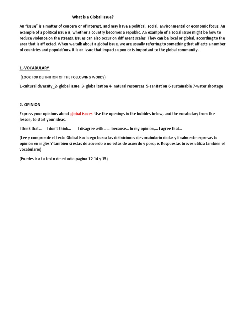 Defining Global Issues and Their Impact | PDF