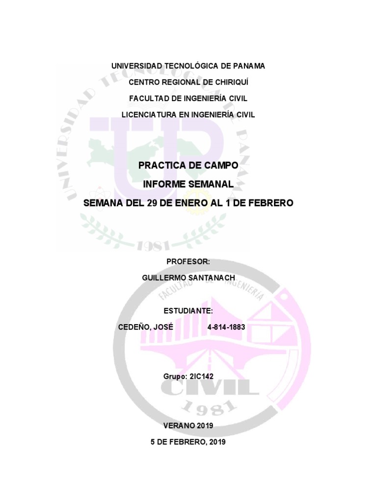 Informe de Practica de Campo SEM 1 | PDF