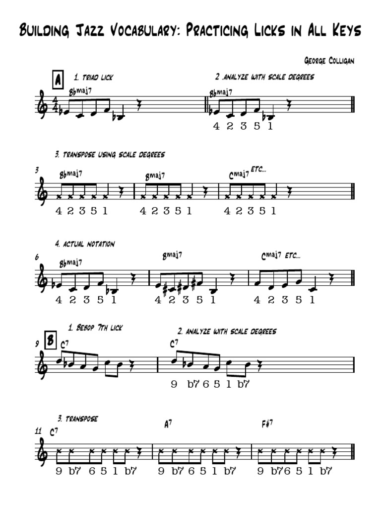 Building Jazz Vocabulary Practicing Licks in All Keys PDF | PDF | Échecs | Théorie (échecs)