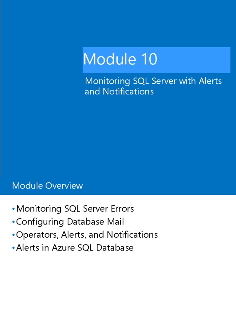 Monitoring SQL Server With Alerts and Notifications | PDF | Microsoft Sql Server | Databases