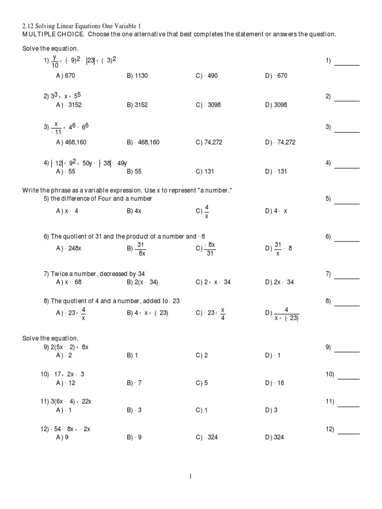 MULTIPLE CHOICE. Choose The One Alternative That Best Completes The ...