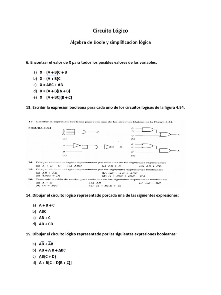 Algebra de Boole y Simpleficacion Logica | PDF