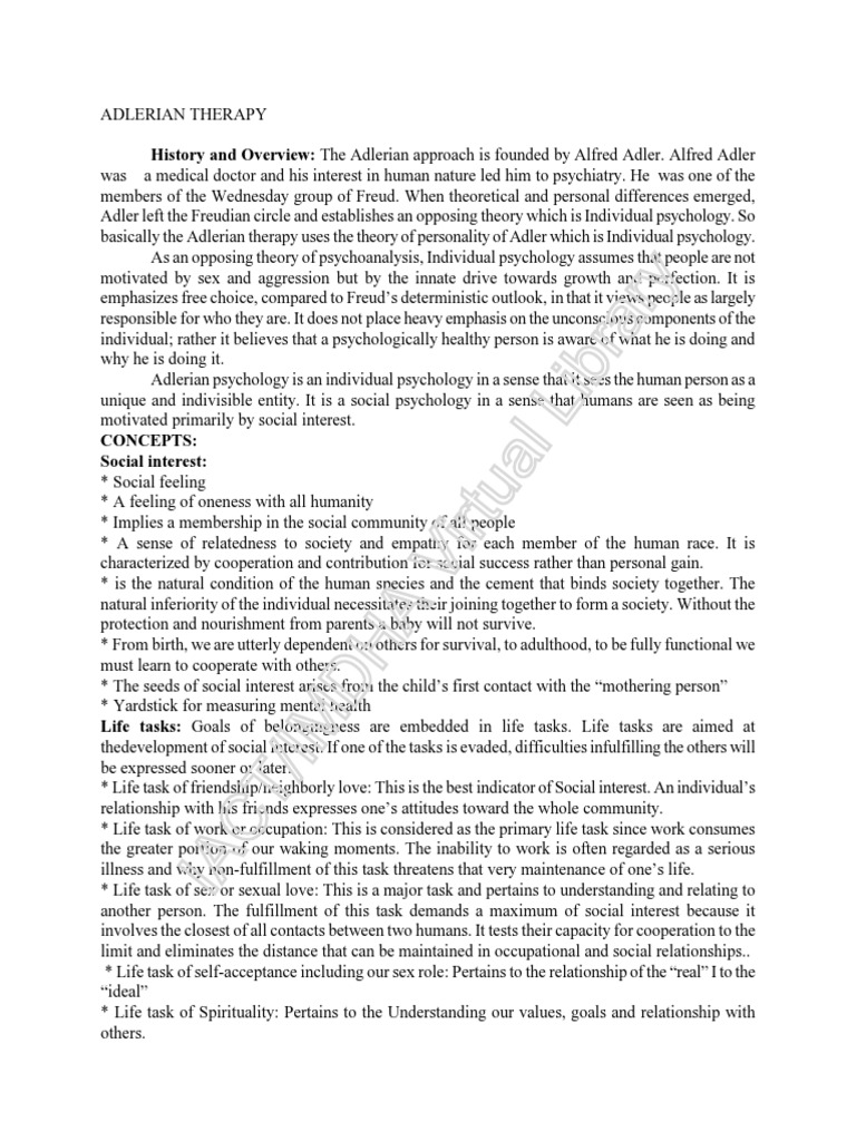 Adlerian Therapy | PDF | Psychotherapy | Psychology