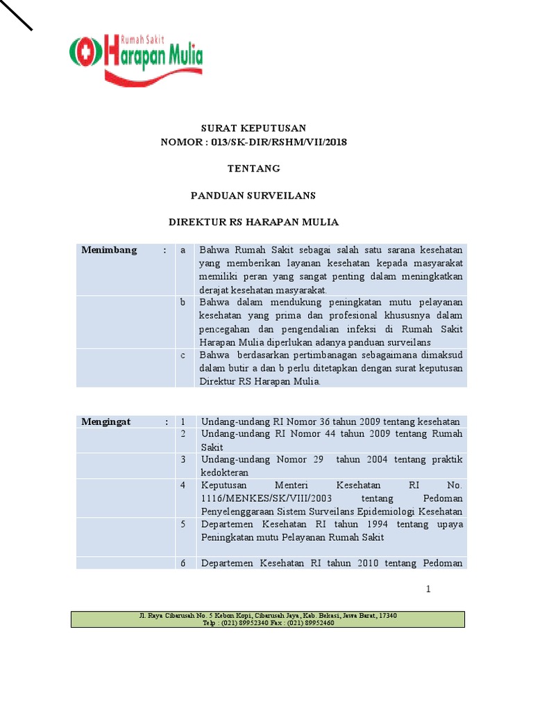SK Dan Panduan Surveilans | PDF