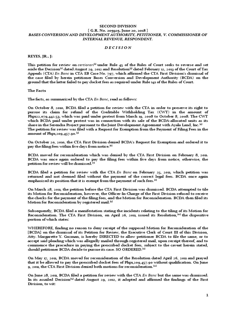 10) BASES CONVERSION AND DEVELOPMENT AUTHORITY Vs CIR - J.Reyes J Jr. | PDF | Corporations | Stocks