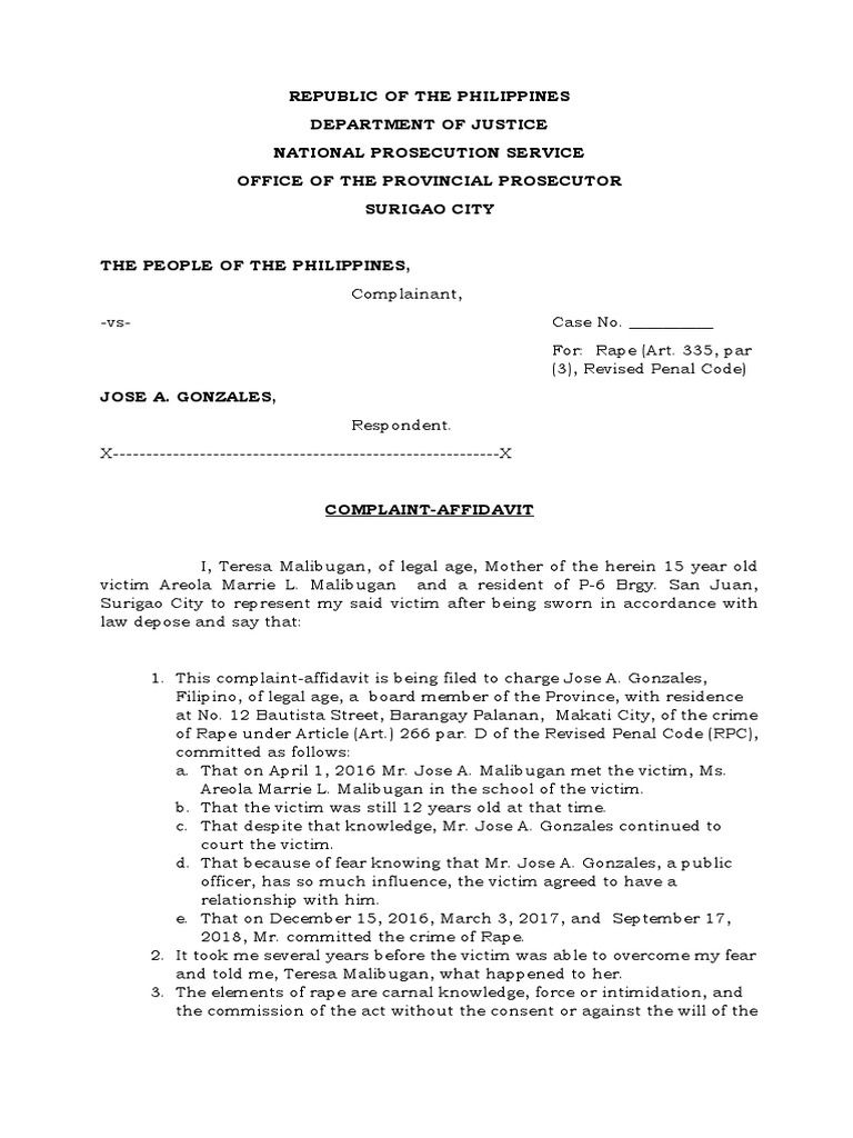 Republic of The Philippines Department of Justice National Prosecution ...