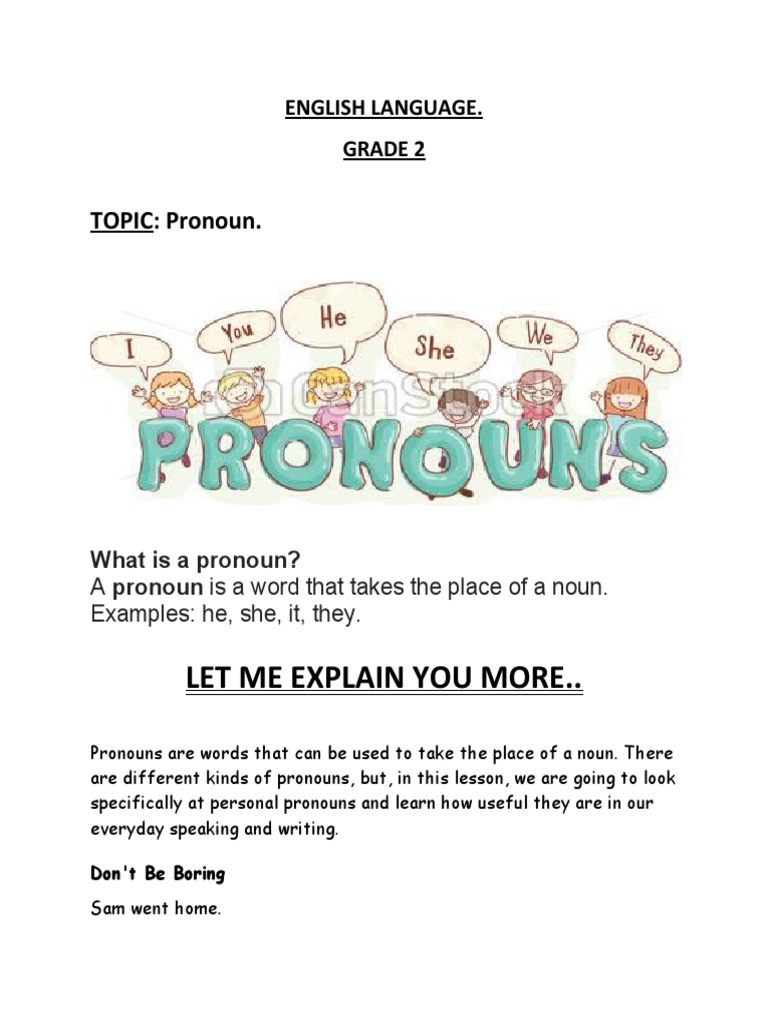 Pronouns Take the Place of Nouns | PDF | Pronoun | Noun