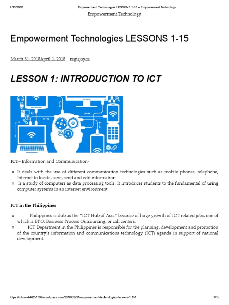 Empowerment Technologies LESSONS 1-15 - Empowerment Technology | PDF ...