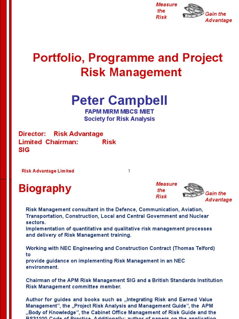 Portfolio, Programme and Project Risk Management: Peter Campbell | PDF ...