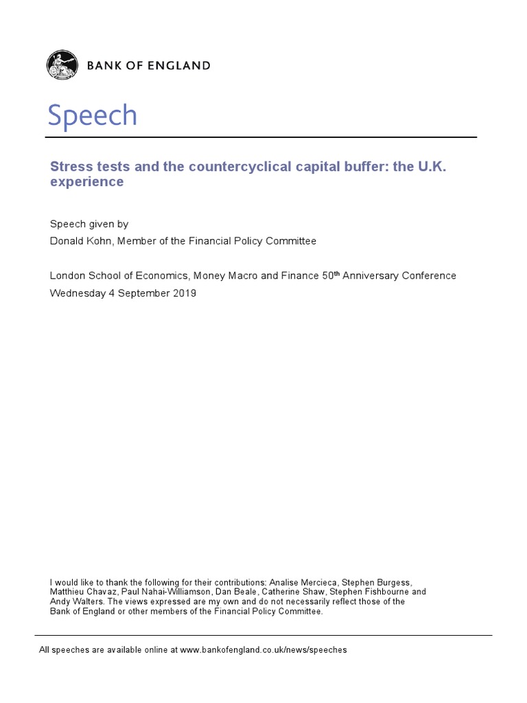 Stress Tests and The Countercyclical Capital Buffer: The U.K ...