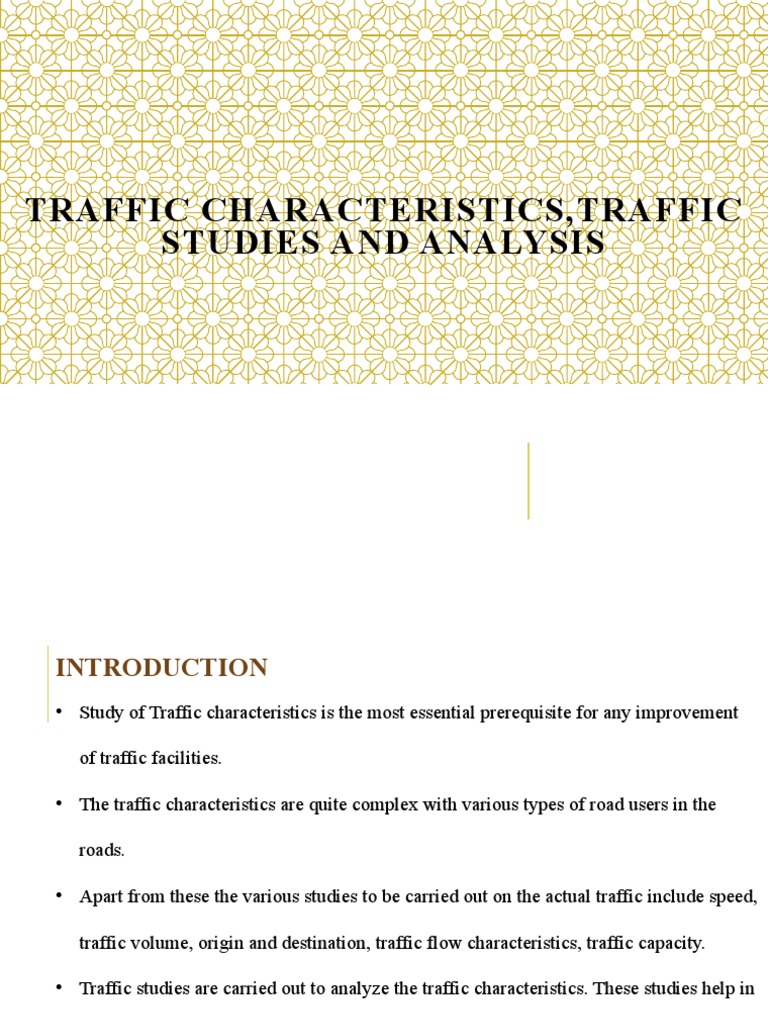 Traffic Characteristics, Traffic Studies and Analysis | PDF | Traffic ...