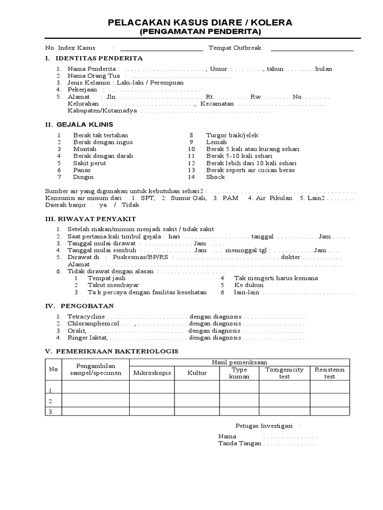 Form Investigasi Diare | PDF