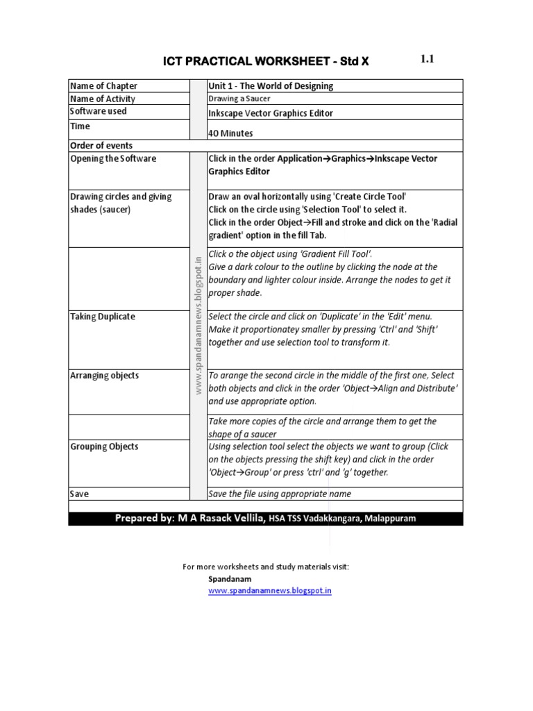 ICT Worksheet STD X 1.1 - Spandanam | PDF | Communication Design | Computer Graphics