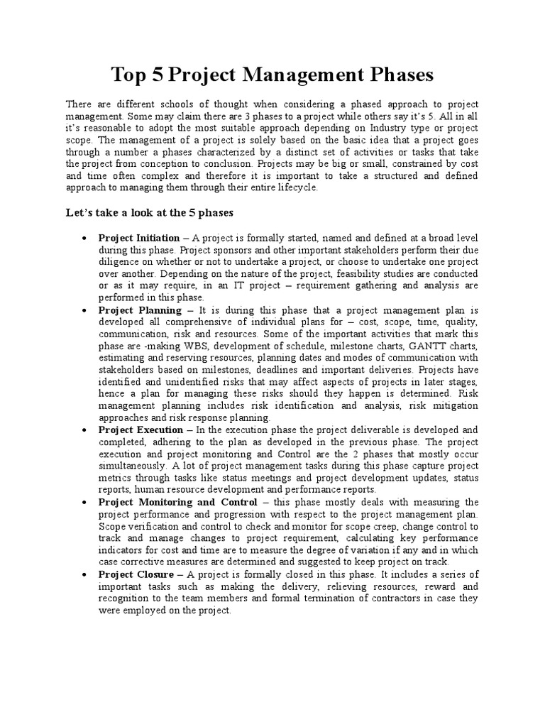 Top 5 Project Management Phases | PDF | Project Management | Cognition