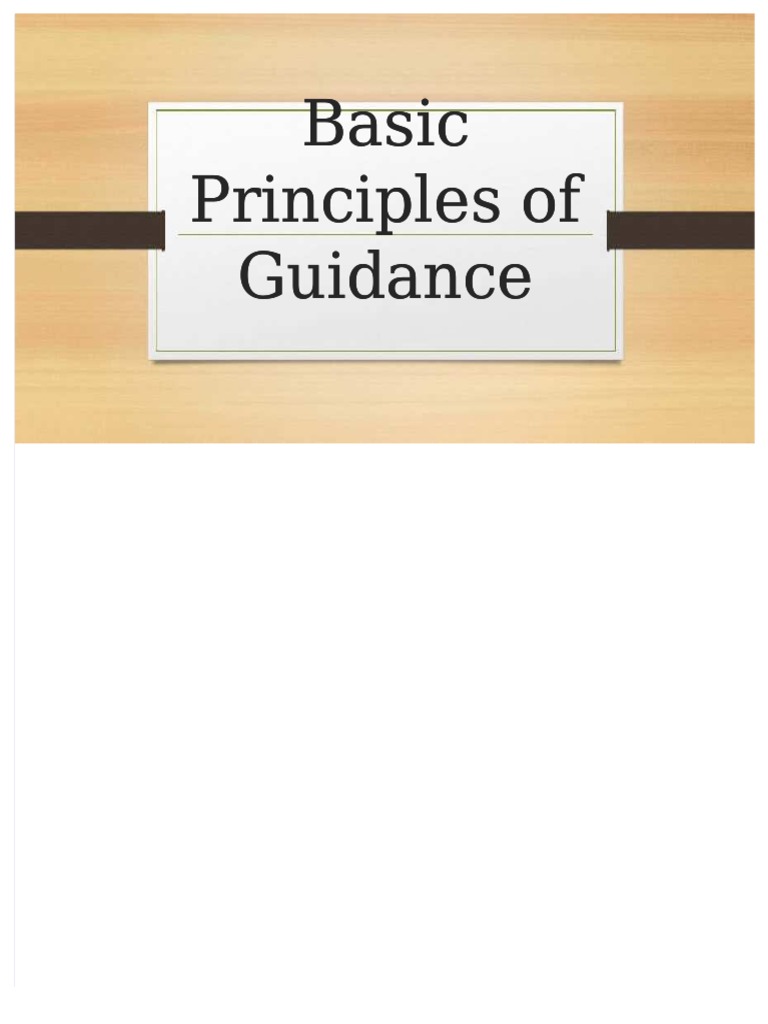 Basic Principles of Guidance | PDF