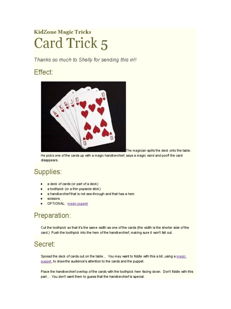 KidZone Magic Tricks | PDF
