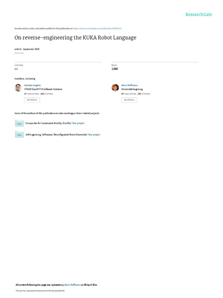 On Reverse-Engineering The KUKA Robot Language: September 2010 | PDF ...