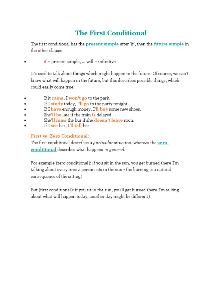 The First Conditional: Present Simple Future Simple | PDF